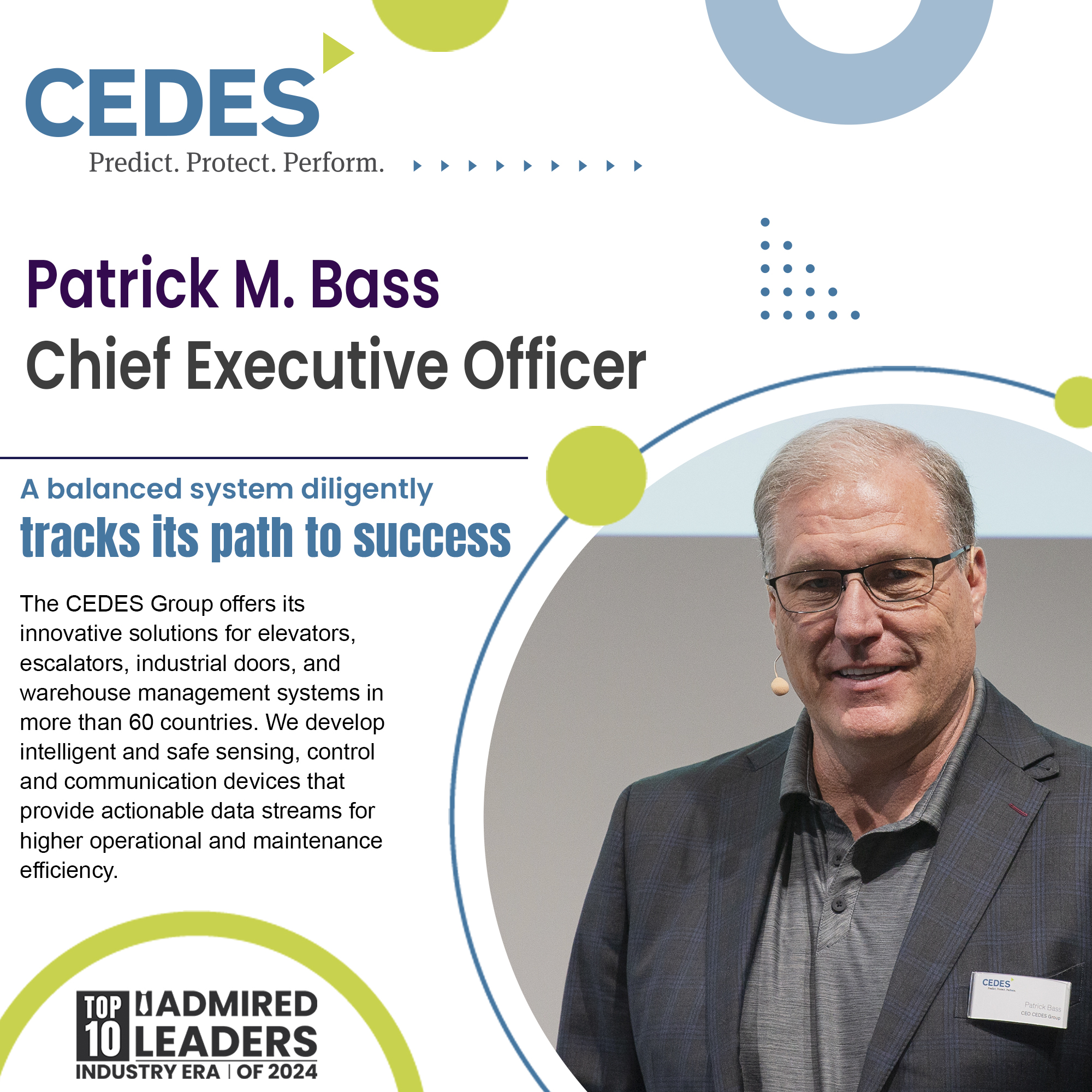 Patrick M. Bass, Chief Executive Officer of CEDES AG, Top 10 Admired Leaders of 2024 | Industry Era
