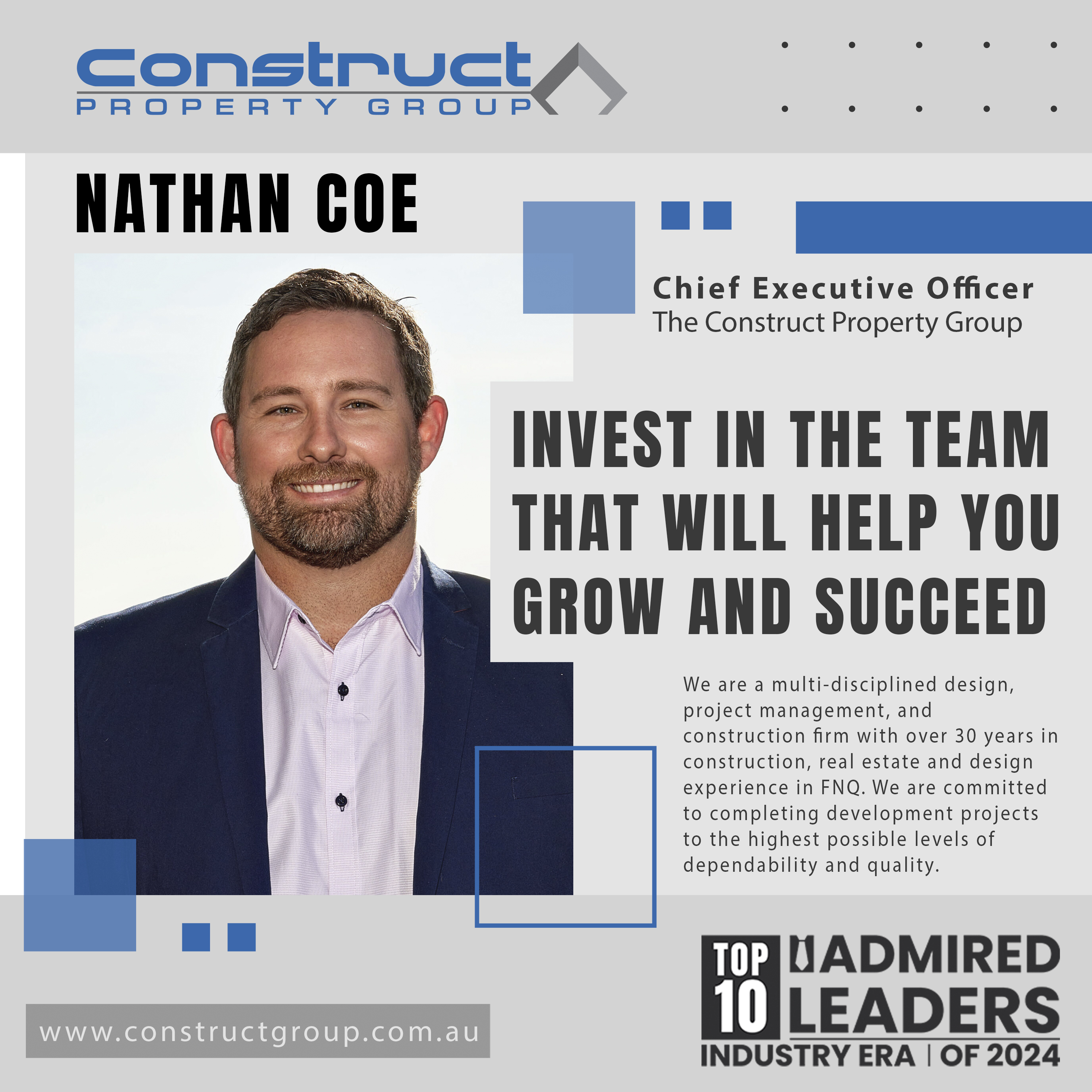 Nathan Coe, Chief Executive Officer of The Construct Property Group, Top 10 Admired Leaders of ...