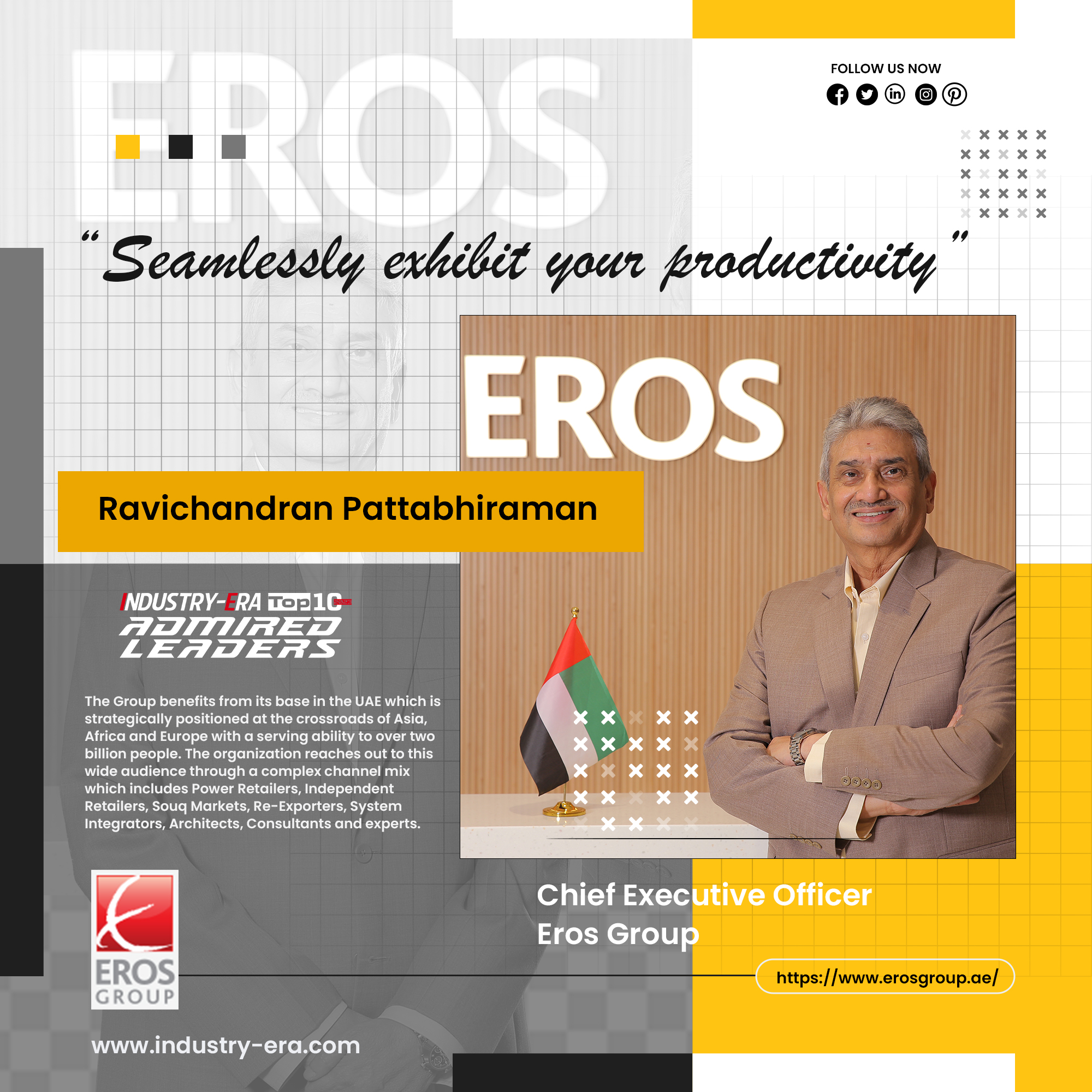 Ravichandran Pattabhiraman, CEO of Eros Group, Top 10 Admired Leaders of 2023 | Industry Era
