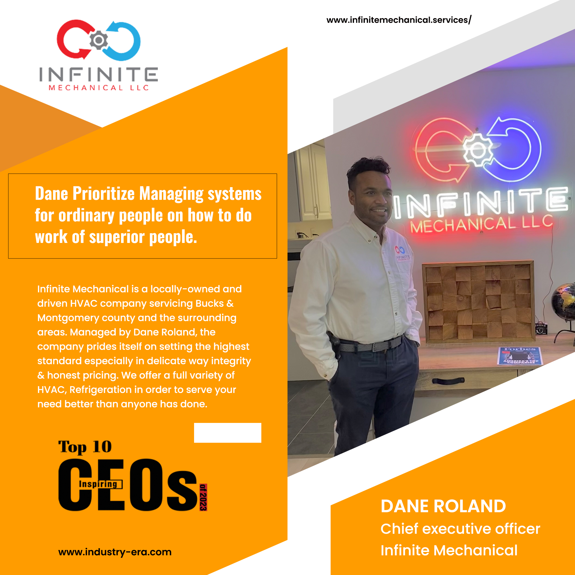 Dane Roland, CEO of Infinite Mechanical, Top 10 Inspiring CEOs of 2023 ...