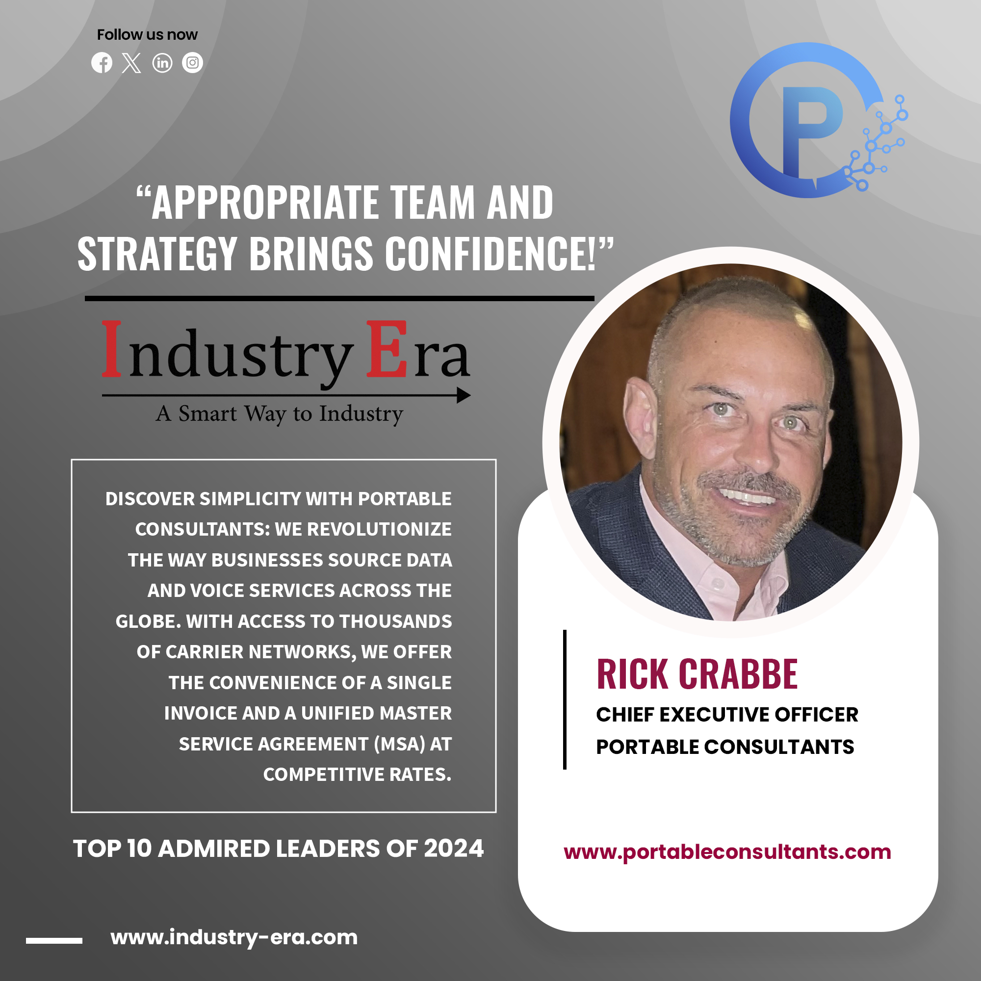 Rick Crabbe, CEO of Portable Consultants, Top 10 Admired Leaders of 2024 | Industry Era